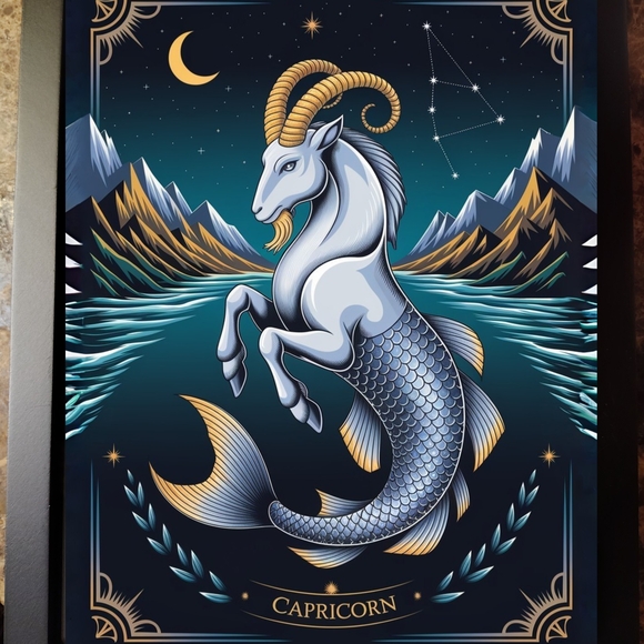 Art | Capricorn Zodiac Art Print In A Glass Front Frame 8x1 | Poshmark